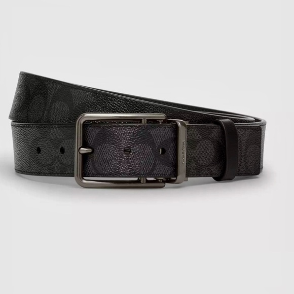 Coach | Accessories | Coach Mens Signature Black Double Bar Buckle ...